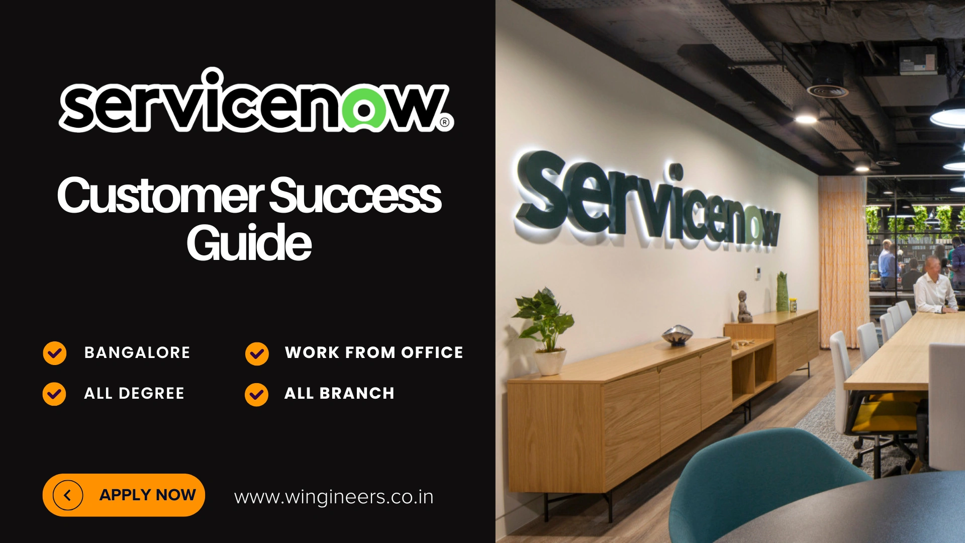 Service Now is Hiring for Customer Success Guide | Apply Now - Wingineers
